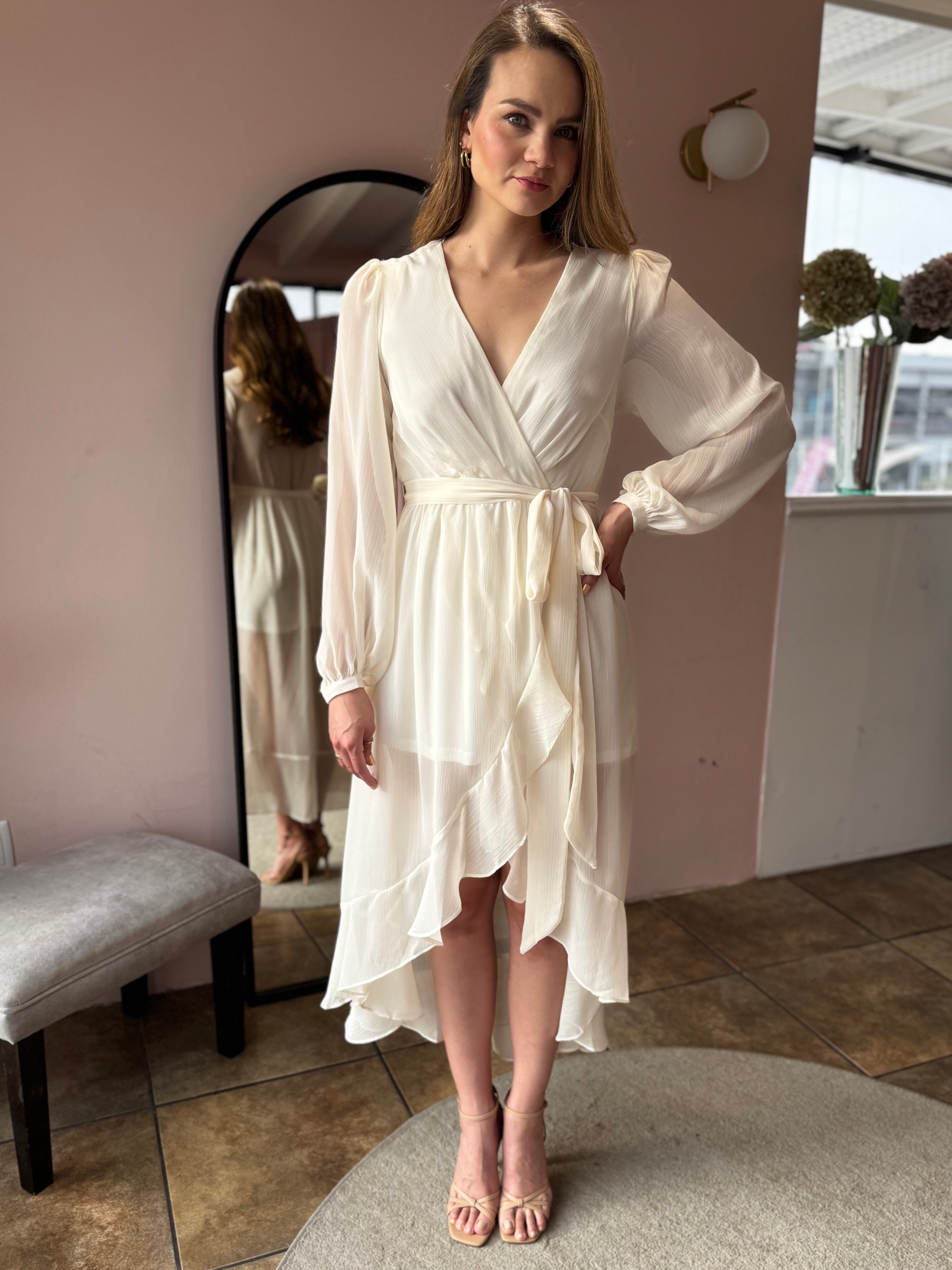 Ivory gasa espalda transparente – Peonia Vestidos